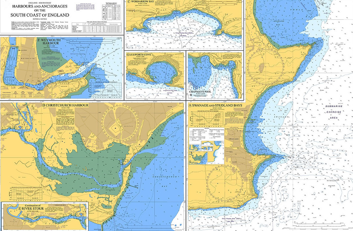 Chart 2172 - Harbours and Anchorages on the South Coast of England ...