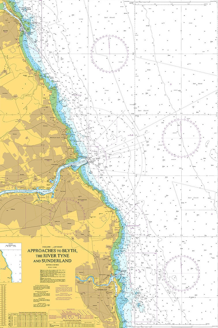 Chart 1935 - Approaches to Blythe, the River Tyne and Sunderland ...