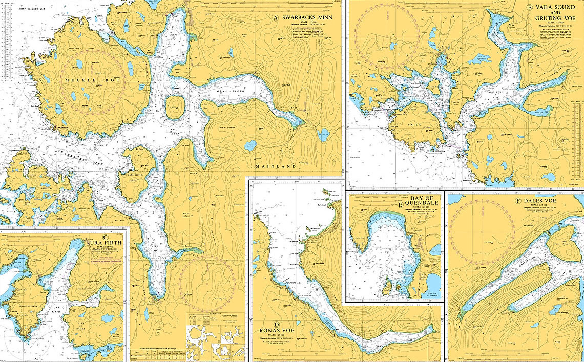 Chart 3295 - Harbours in the Shetland Islands, Swarbacks Minn, Vaila ...